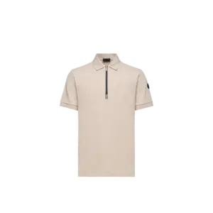Moncler Moncler Logo Cotton Piquet Half-zip Polo Shirt Beige