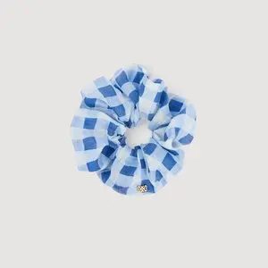 Sandro Gingham Scrunchie - Blu / White