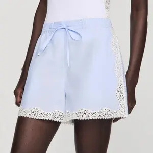Sandro Lace Trim Wide-leg Shorts - Sky Blue