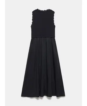 Mint Velvet Sleeveless Midi Dress With Scallop Trim - Black