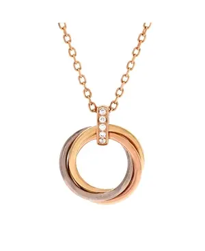 CARTIER Trinity Pendant Necklace 18k Tricolor And Diamonds, 16.5 - Gold