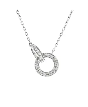 CARTIER Love Interlocking Pave Necklace - White