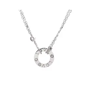 CARTIER Love Pendant Necklace 18k Gold With Diamonds 15.75 - White