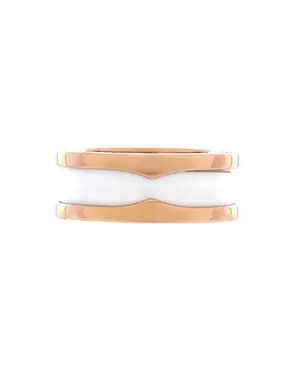 BVLGARI B.zero1 Two Band Ring 18k Rose Gold And Ceramic - Pink
