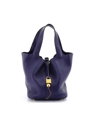 Hermès Mm Picotin Lock Bag Clemence - Blue