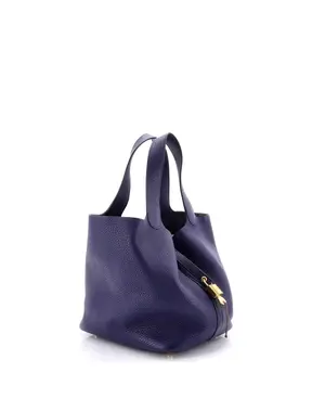Hermès Mm Picotin Lock Bag Clemence - Blue