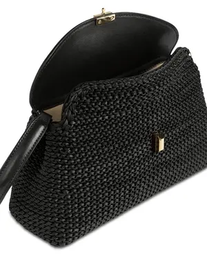 TOTEME T-lock Woven Leather Convertible Clutch - Black
