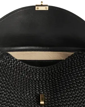 TOTEME T-lock Woven Leather Convertible Clutch - Black