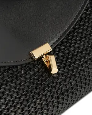 TOTEME T-lock Woven Leather Convertible Clutch - Black