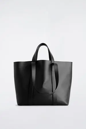Cos Tableau Leather Tote Bag - Black