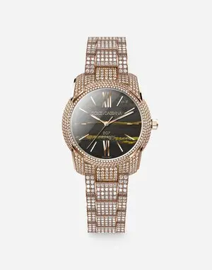 Dolce & Gabbana Dg7 Automatic Rose Gold Bracelet Watch With Diamonds - Brown