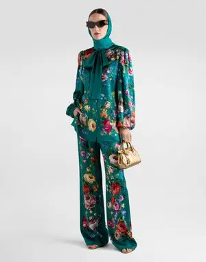 Dolce & Gabbana Rose-print Satin Trousers