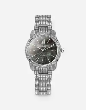 Dolce & Gabbana Dg7 Automatic White Gold Diamond Watch - Black