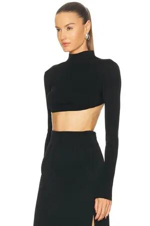 MUGLER Cropped Long Sleeve Top