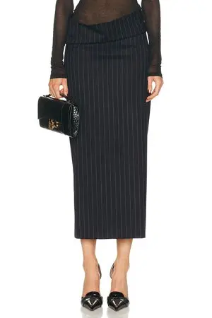 MUGLER Stretch Tube Skirt - Navy & White