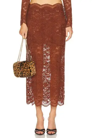 Rabanne Lace Midi Skirt - Cinnamon Brown