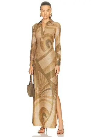 Emilio Pucci Long Sleeve Maxi Dress - Oro