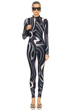 Emilio Pucci Long Sleeve Jumpsuit - Black & Pink