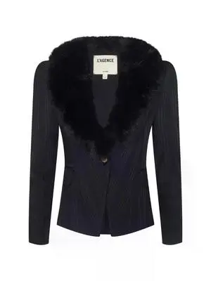 L'Agence Kaisley Fur-trim Blazer - Black