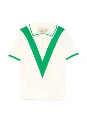 Valentino Garavani V-neck Polo Top - Neutrals