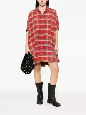 R13 Plaid Mini Shirt Dress