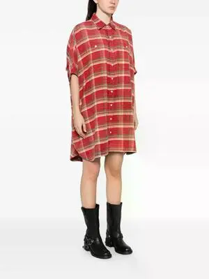 R13 Plaid Mini Shirt Dress