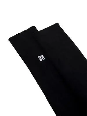Dsquared2 Mid-crew Socks With Embroidered Logo - Black