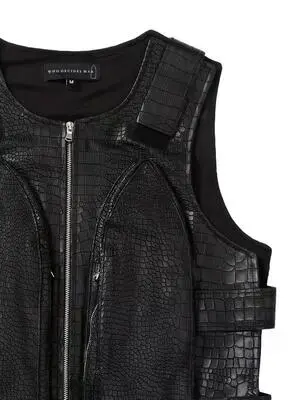 WHO DECIDES WAR Embossed Zip-up Vest - Black