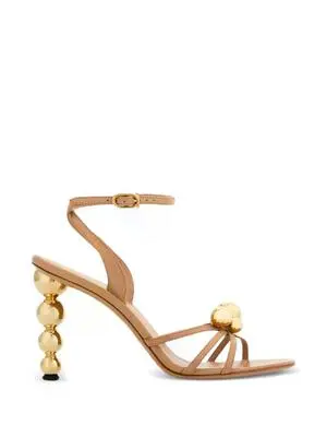FERRAGAMO Gold-tone Sphere Embellishment Stiletto Heel Sandals - Neutrals