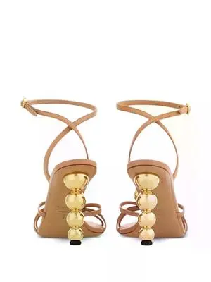 FERRAGAMO Gold-tone Sphere Embellishment Stiletto Heel Sandals - Neutrals