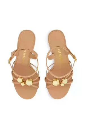 FERRAGAMO Gold-tone Sphere Embellishment Stiletto Heel Sandals - Neutrals