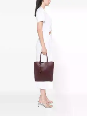 Saint Laurent North South Leather Shopping Tote Bag - Red