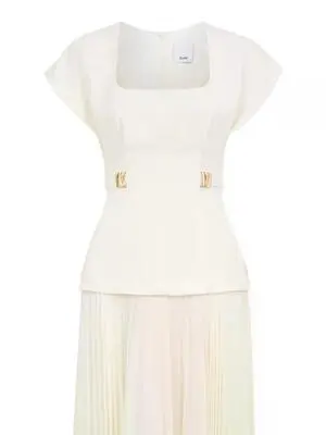 Acler Bollow Square-neck Pleated Maxi Dress