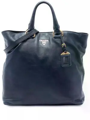 Prada Soft Calf Open Convertible Tote Satchel