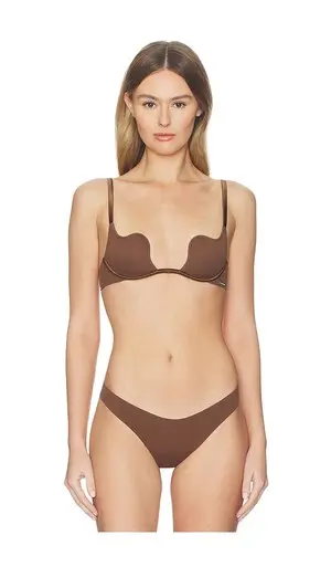 FLEUR DU MAL Le Stretch Micro Seduce U-plunge Bra In Brown - Cocoa