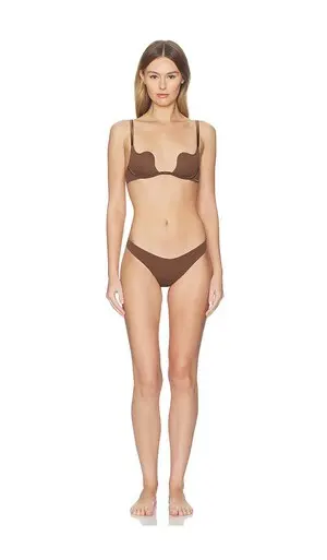 FLEUR DU MAL Le Stretch Micro Thong In Brown - Cocoa