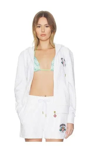 Casablanca Waves Monogram Towelling Zip-up Hoodie
