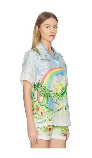 Casablanca Silk Aloha Shirt With Tropical Graphic