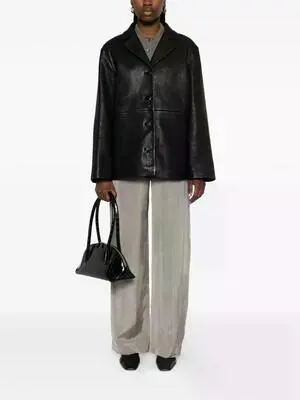RÓHE Single-breasted Grained Leather Jacket
