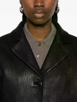 RÓHE Single-breasted Grained Leather Jacket