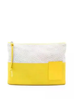 Loewe Anagram Jacquard And Leather Oblong Pouch - Yellow