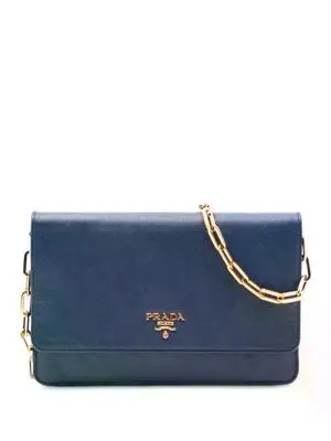 Prada Saffiano Wallet On Chain Crossbody Bag - Blue