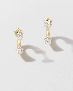 ROXANNE FIRST Diamond Shooting Star Stud And Jacket Earrings - Yellow Gold