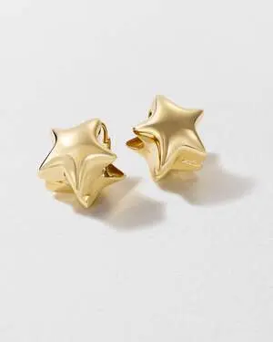 ROXANNE FIRST Gold Star Hoop Earrings - Yellow Gold