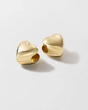 ROXANNE FIRST 14k Gold Puffy Heart Hoop Earrings - Yellow Gold