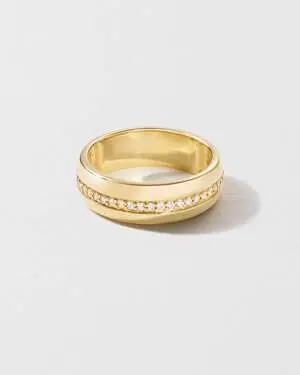 ROXANNE FIRST Diamond Cigar Band Ring - Yellow Gold