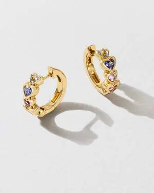 ROXANNE FIRST Heart Stack Hoop Earrings - Yellow Gold