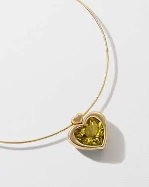 ROXANNE FIRST Cupid’s Big Quartz Heart Pendant Necklace - Yellow Gold