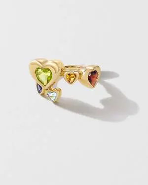 ROXANNE FIRST Twisted Heart Stack Ring - Yellow Gold
