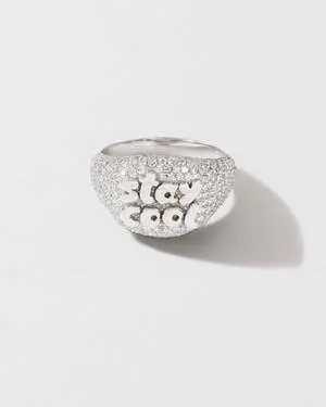 ROXANNE FIRST Diamond ‘stay Cool’ Signet Ring - White Gold